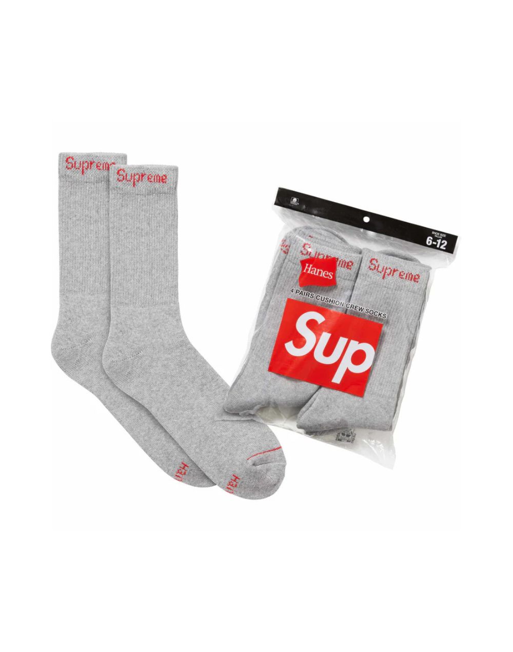 Supreme®/Hanes® Crew Socks Heather Grey (4 Pack) – Mafia Store